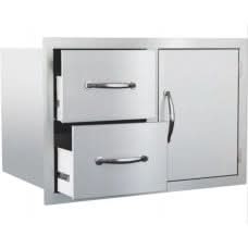 Summerset 30 Inch Stainless Steel Flush Mount Access Door & Double Dra